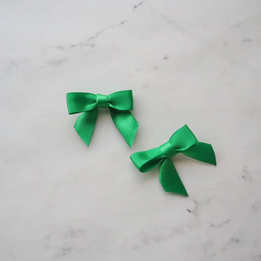 PRE TIED TINY Satin Bows (green) - Etsy