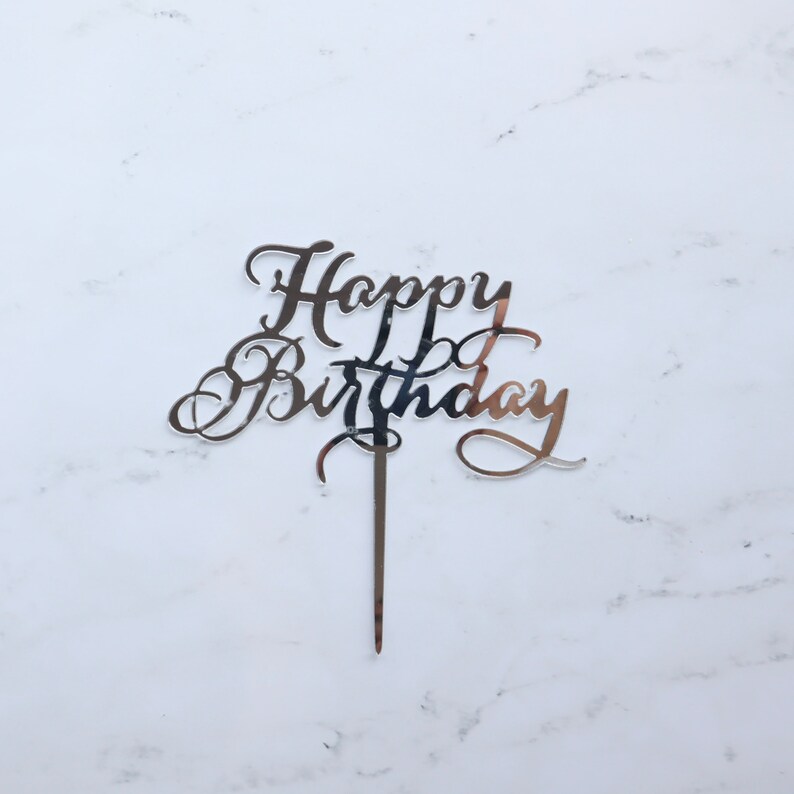 HAPPY BIRTHDAY CURSIVE Cake Topper | Etsy