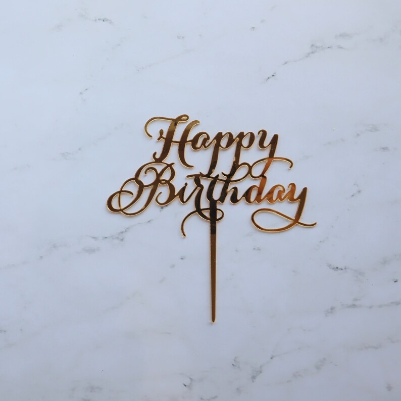 HAPPY BIRTHDAY CURSIVE Cake Topper | Etsy