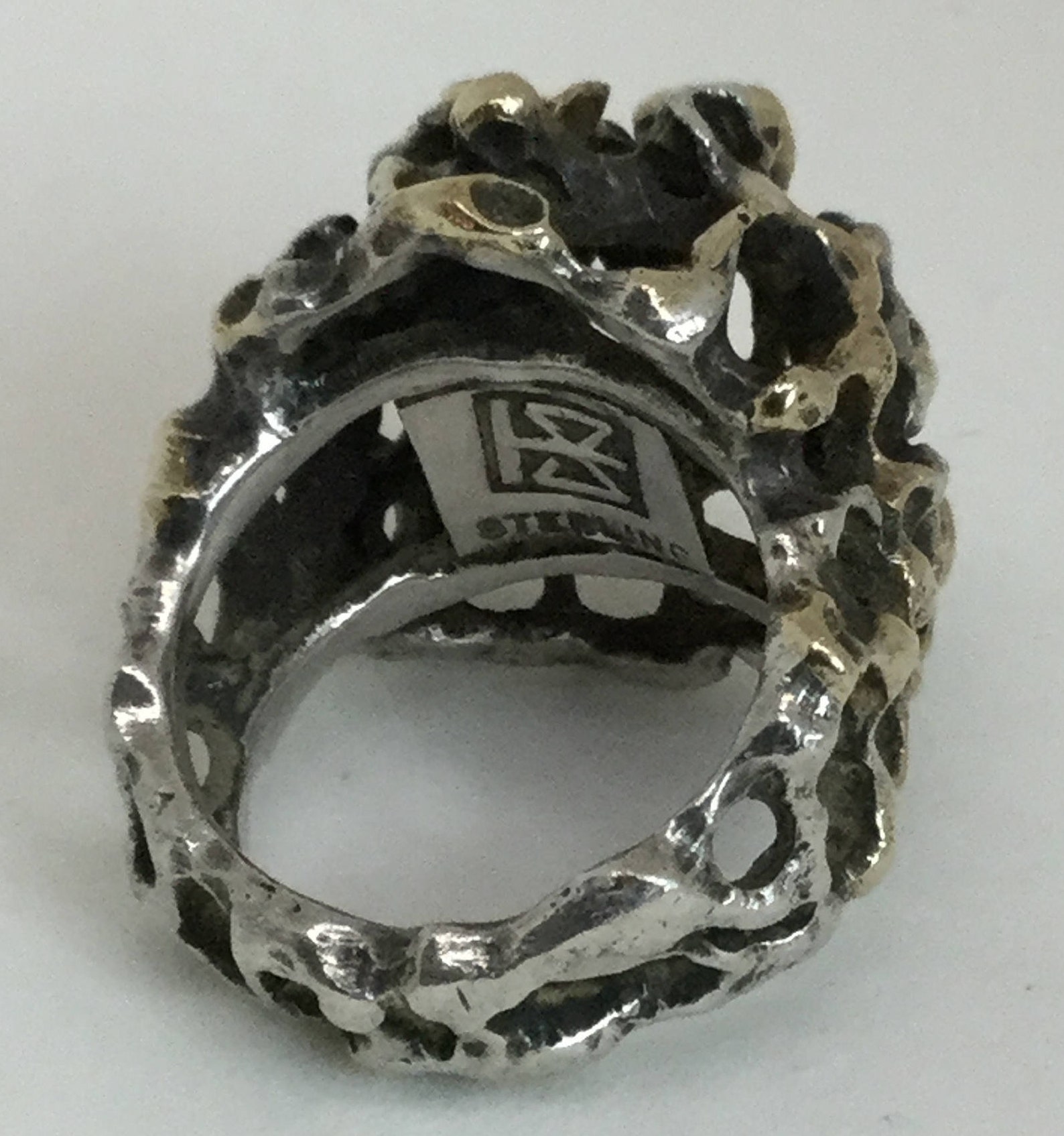 Vintage Sterling Modernist Brutalist Dome Ring with Gold | Etsy