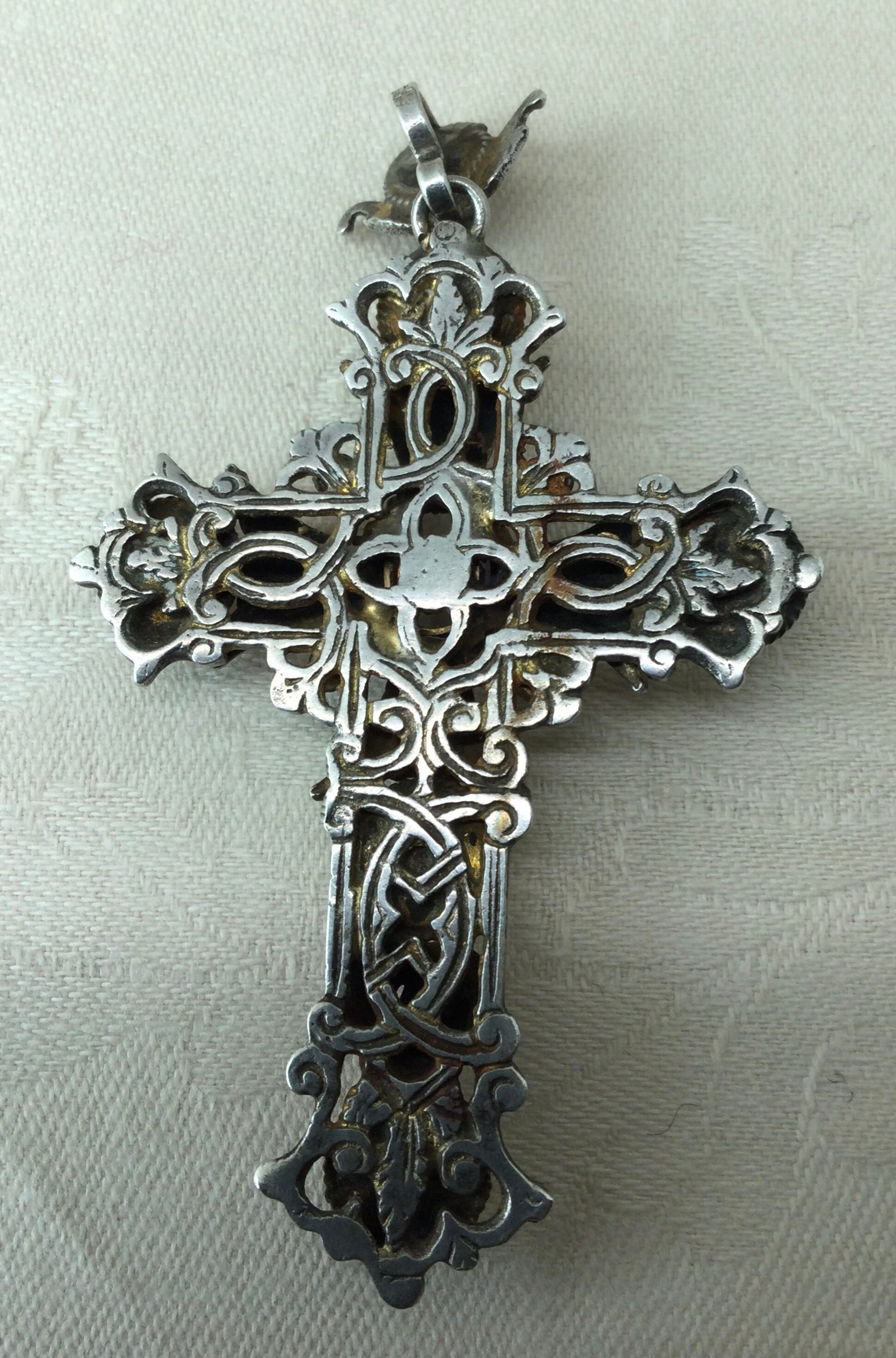 Antique Large Austro Hungarian Silver Cross Set With Moonstones and ...