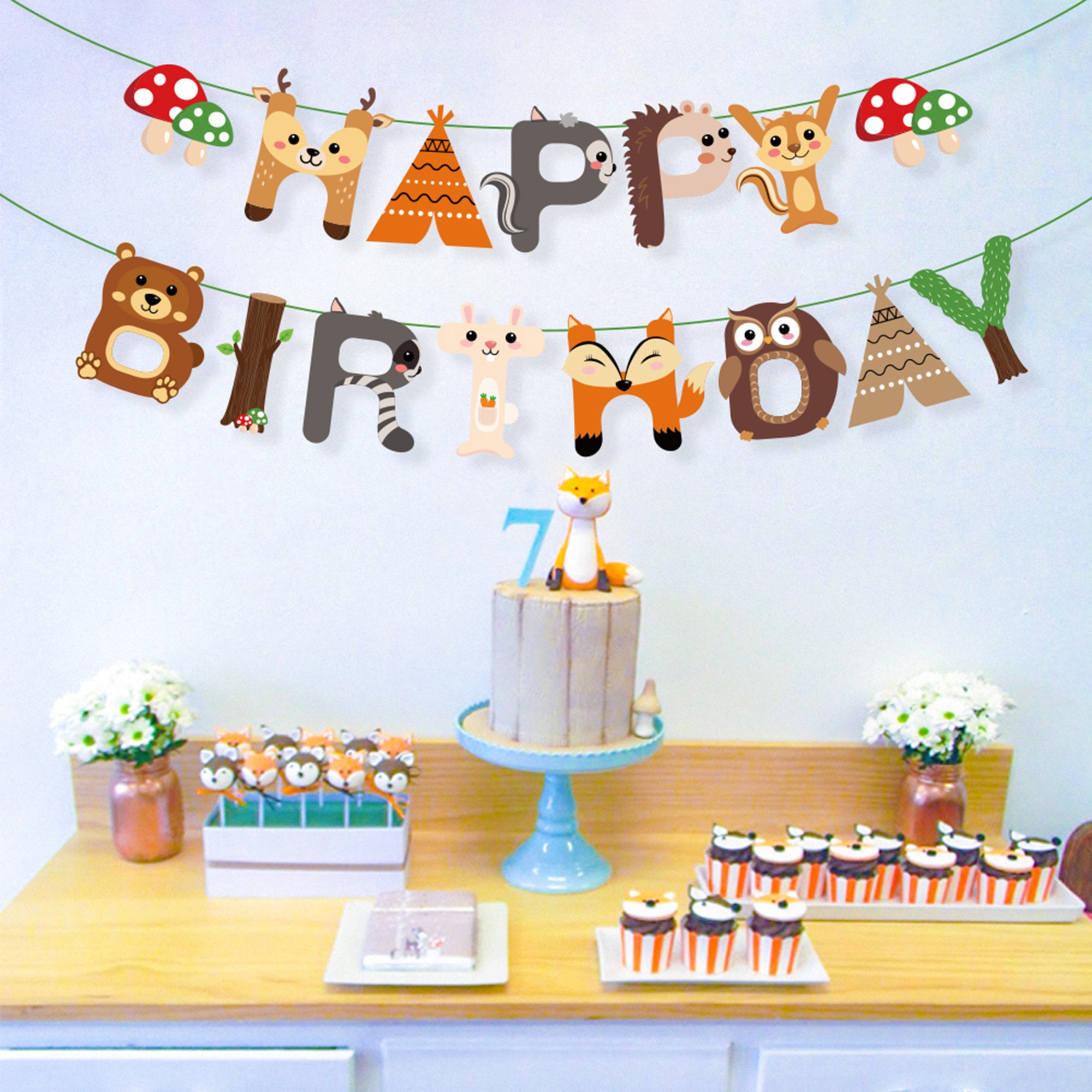 Woodland Forest Animal Birthday Party Supplies Woodland 1st - Etsy
