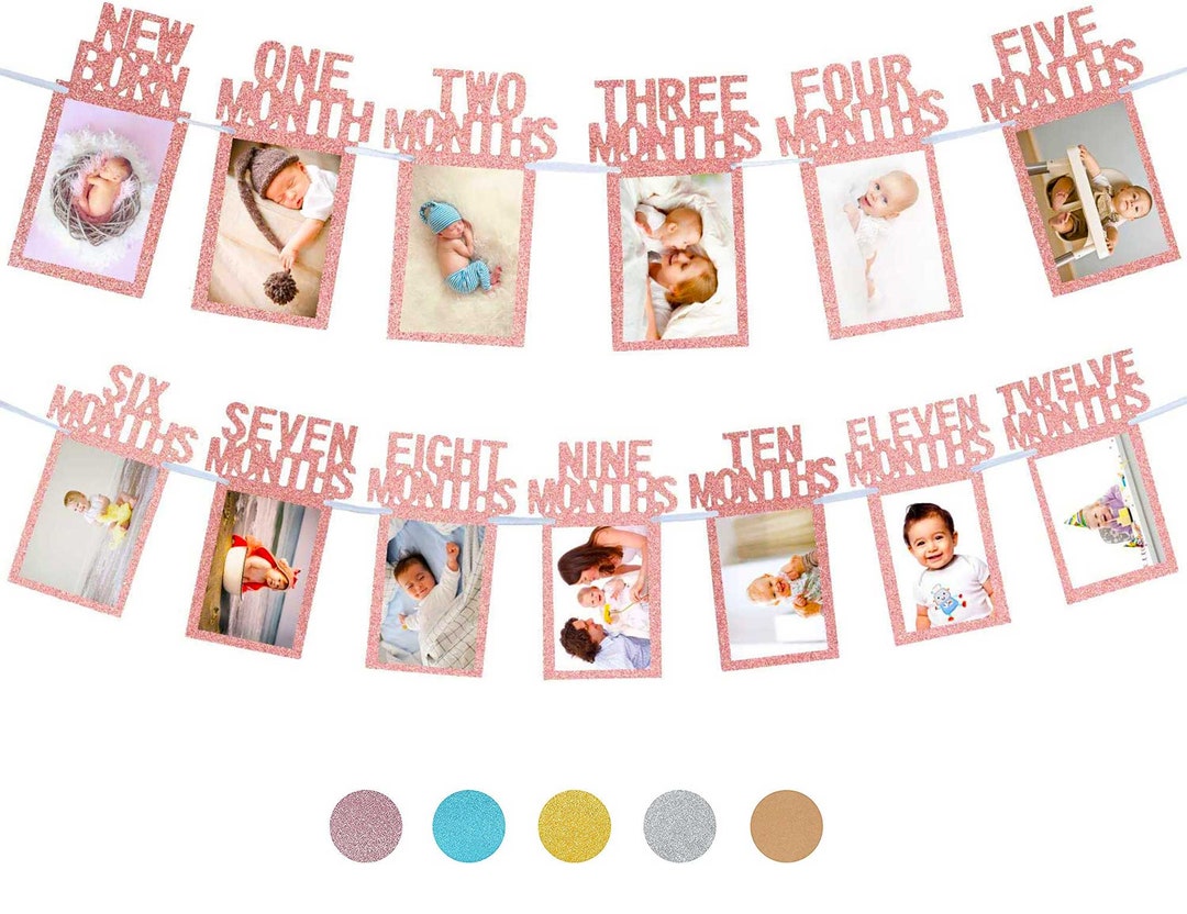 1st Birthday Photo Banner for Baby From Newborn to 12 Months, Monthly ...