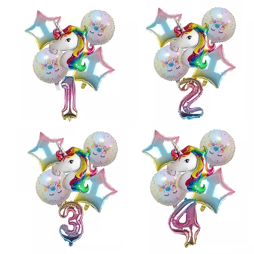 Rainbow Unicorn Foil Balloon Set – Birthday Party Decoration - Etsy