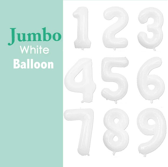 32 Inch Giant White Number Balloons Number Balloons White - Etsy