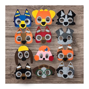 Dingo Dog Family Masks, Bluey and Bingo Felt Face Masks, Bluey Party ...