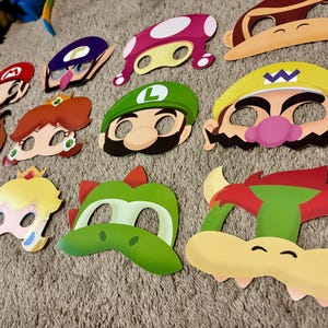 Super Mario Party Masks, Kids Birthday, 12-pack - Etsy