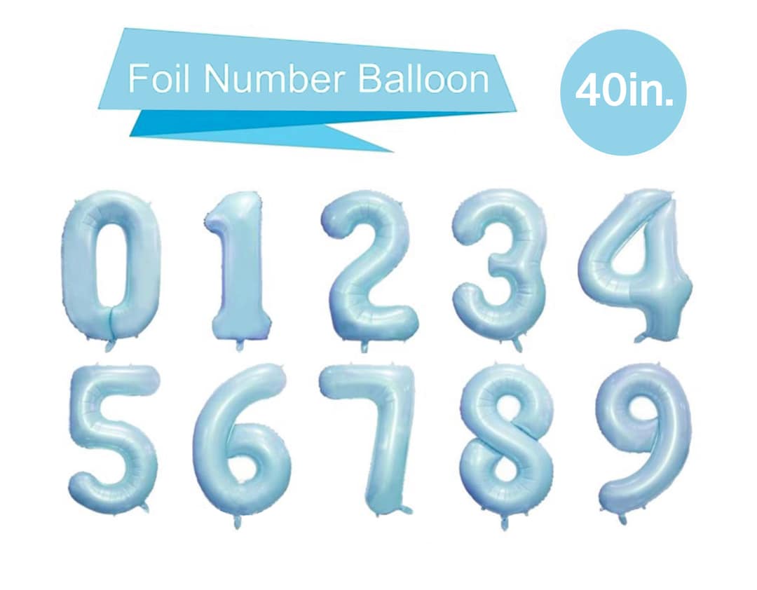 Baby Blue 40" Number Balloons - Baby Boy's Number Balloons, Giant ...