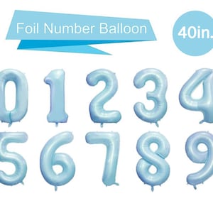 Baby Blue 40" Number Balloons - Baby Boy's Number Balloons, Giant ...