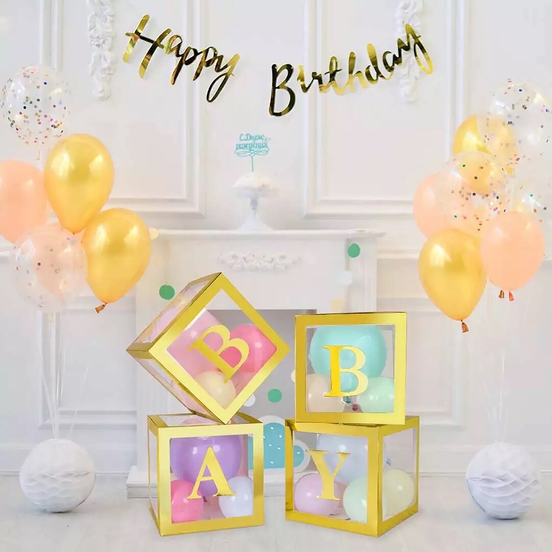 Gold Baby Box for Baby Shower Balloon Letter Box Set of 4 - Etsy