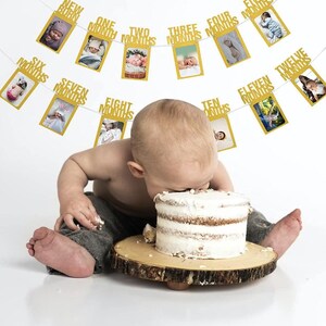 1st Birthday Photo Banner for Baby From Newborn to 12 Months, Monthly ...