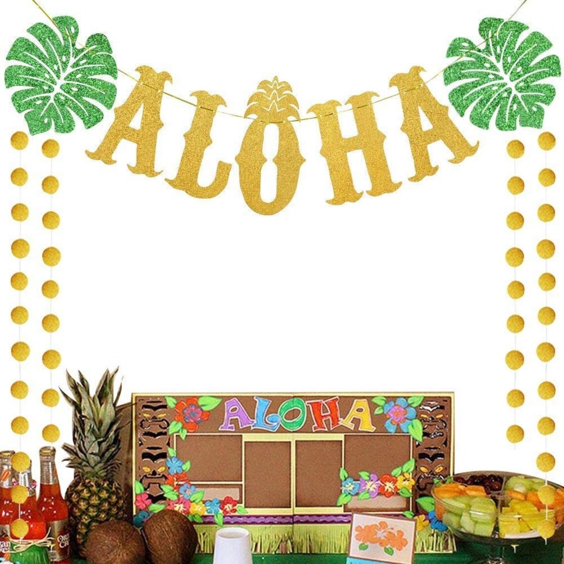 Hawaiian Aloha Party Decorations Large Gold Glittery Aloha - Etsy