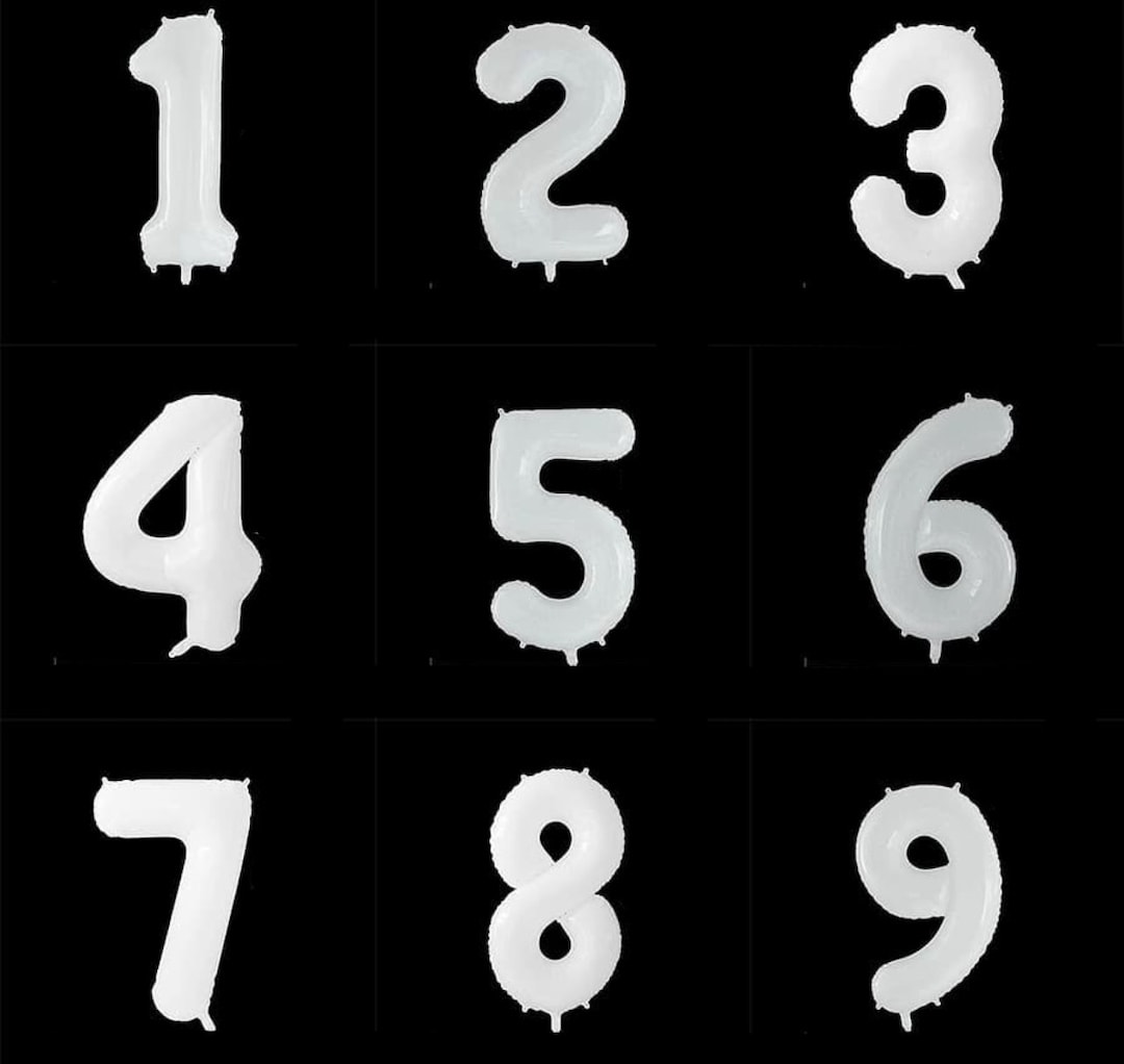 32 Inch Giant White Number Balloons, Number Balloons, White Birthday ...