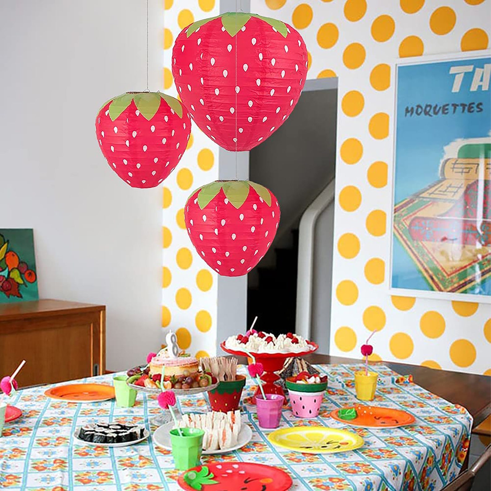 Strawberry Party Decoration 3D Strawberry Lantern Sweet One - Etsy