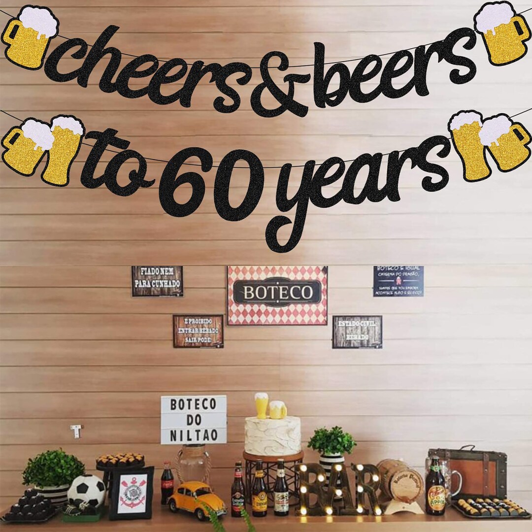 60th Birthday Decorations Cheers to 60 Years Banner, Beer Banner ...