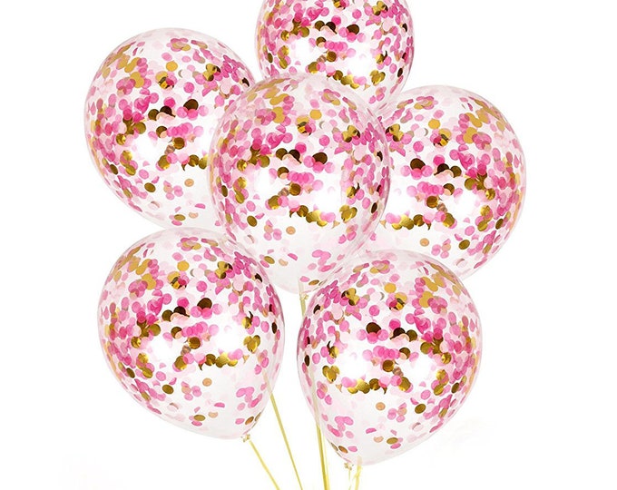 Pink Confetti Balloons Pink and Gold Balloons Pink Baby | Etsy