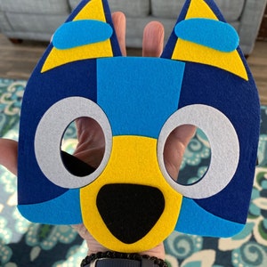 Dingo Dog Family Masks, Bluey and Bingo Felt Face Masks, Bluey Party ...