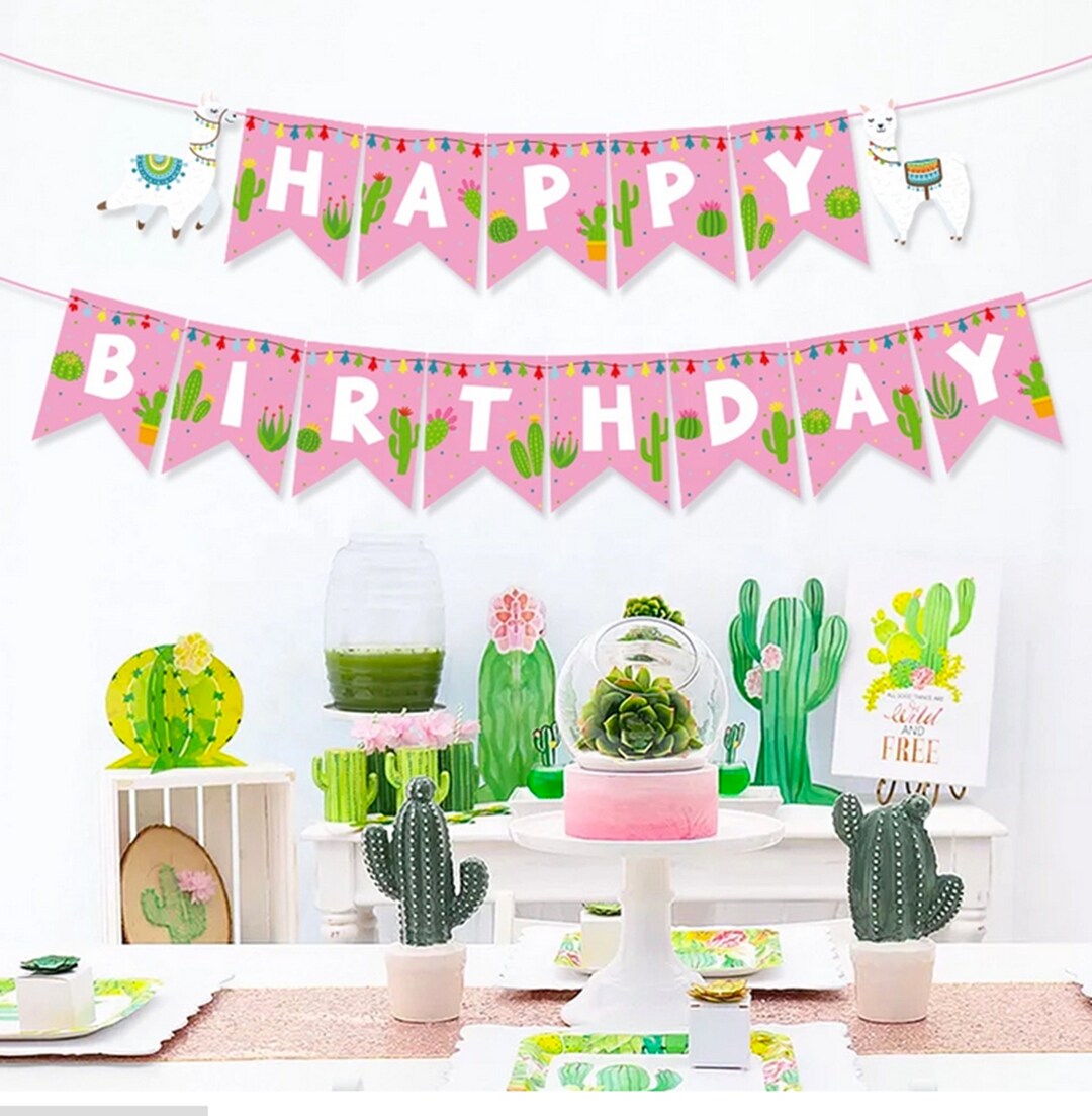 Llama Birthday Party Banner, Alpaca Birthday Theme, Llama Party ...