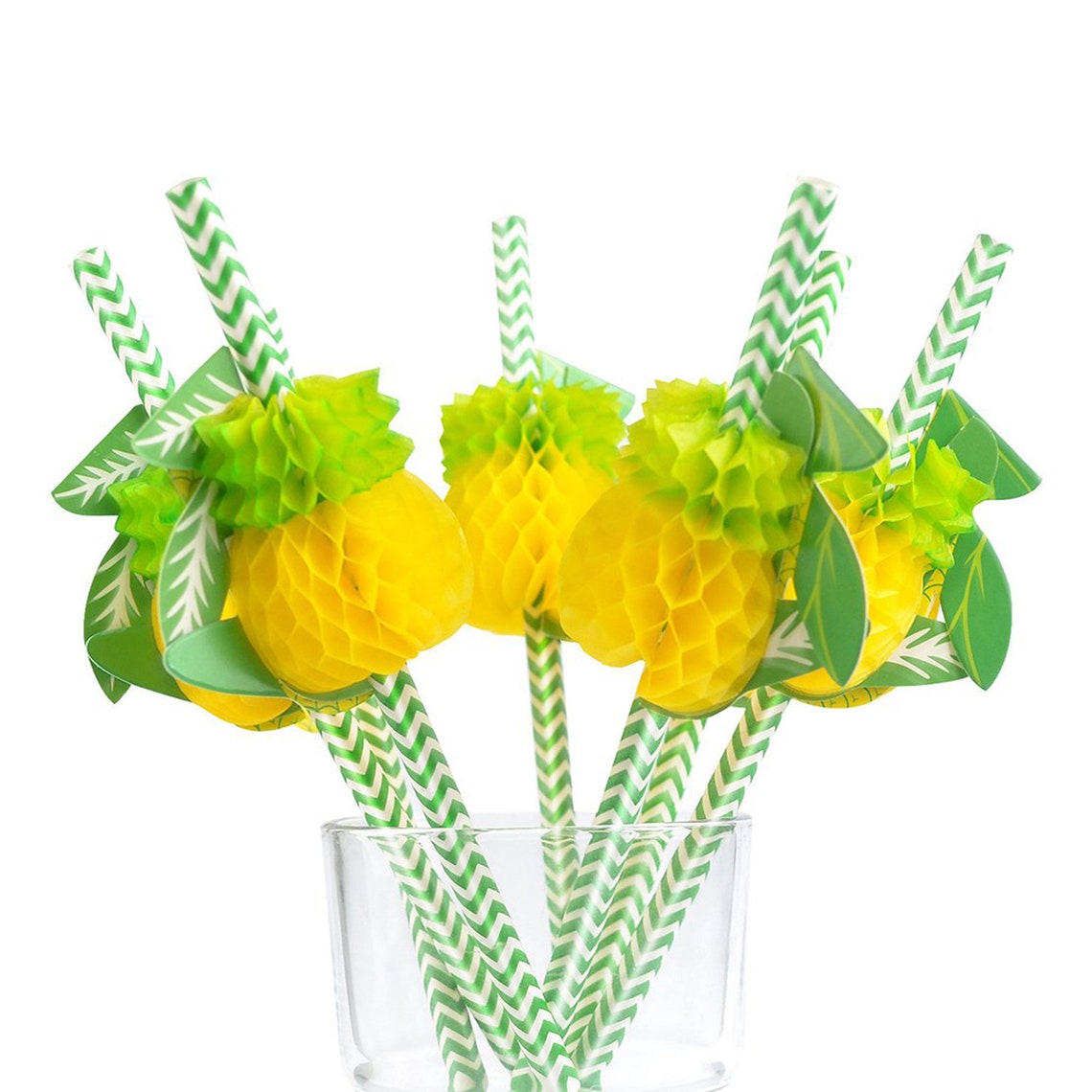 Pineapple Straws Luau Party Decor Tropical Straws Cocktail - Etsy