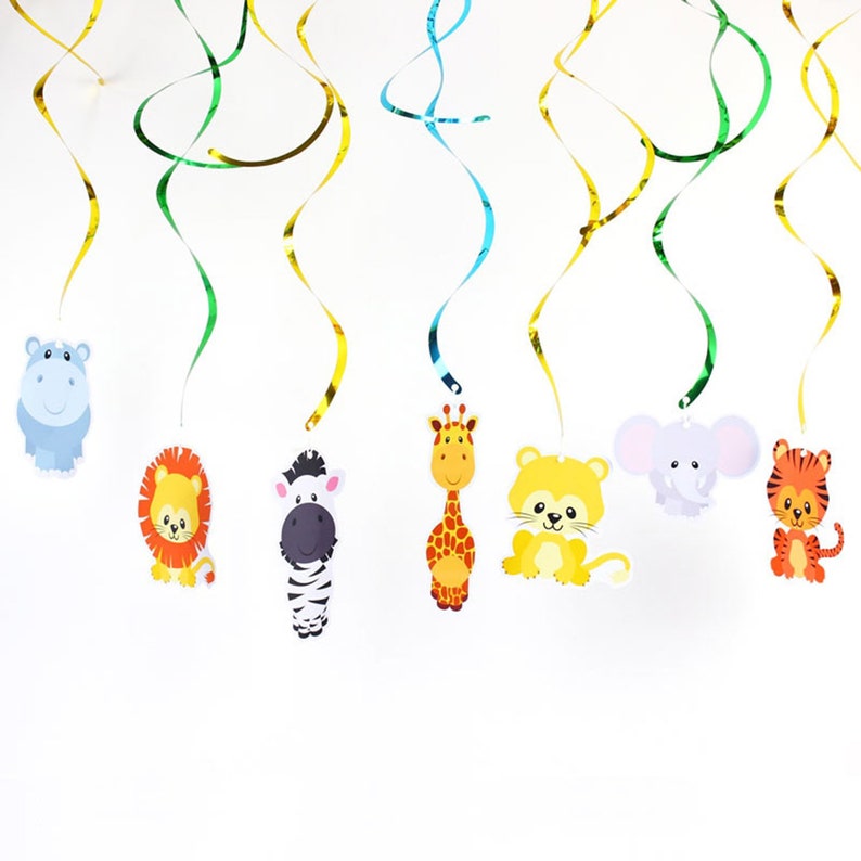 Safari Animal Jungle Ceiling Hanging Swirl Zoo Party - Etsy