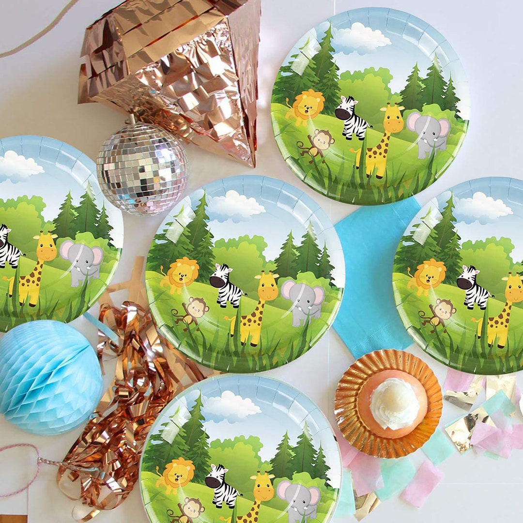 Jungle Animal Party Tableware Set Serves 8 Jungle Party Plates, Jungle ...