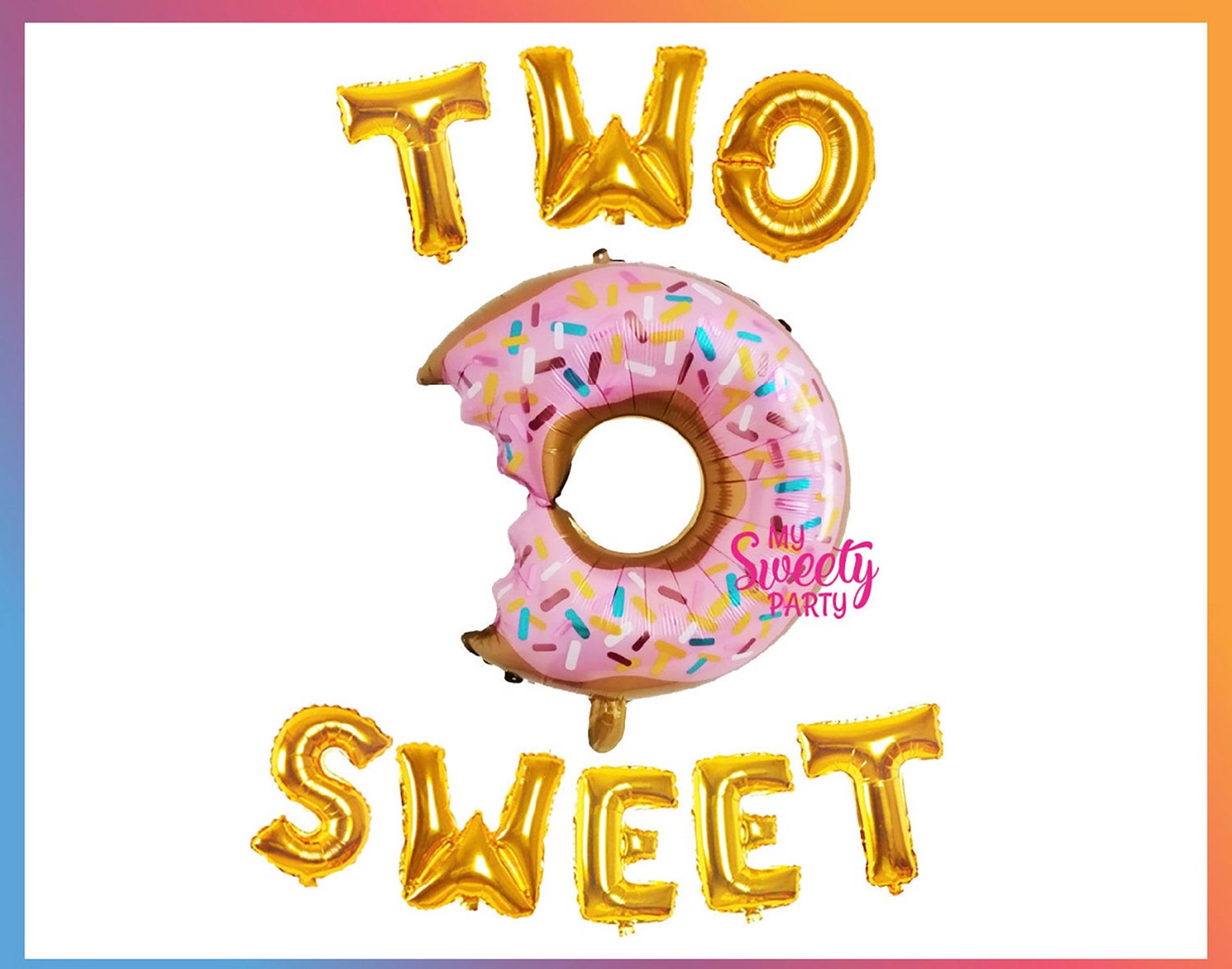 Two Sweet Letter Balloons Two Sweet Birthday Donuts Birthday - Etsy