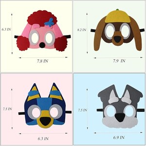 Dingo Dog Family Masks, Bluey and Bingo Felt Face Masks, Bluey Party ...