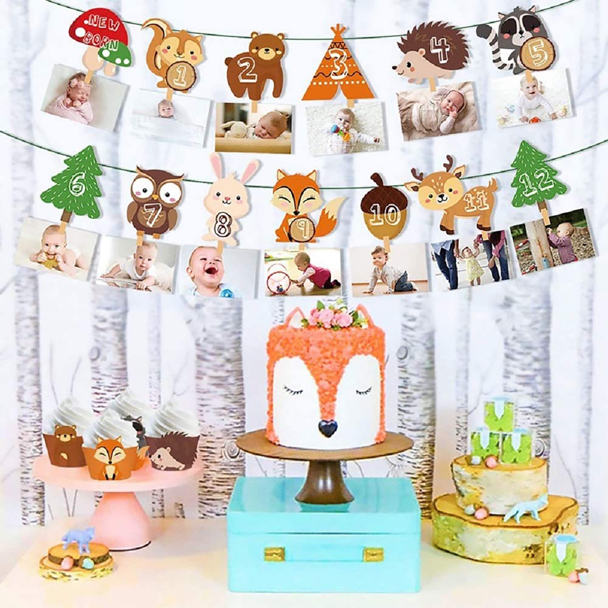 Woodland Animals Birthday Party Decorations, Balloons and Banner - Etsy