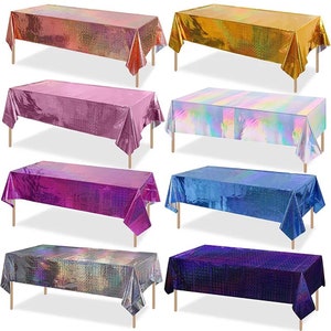 Laser Sparkle Plastic Tablecloths, Foil Shiny Rectangle Table Cloths ...