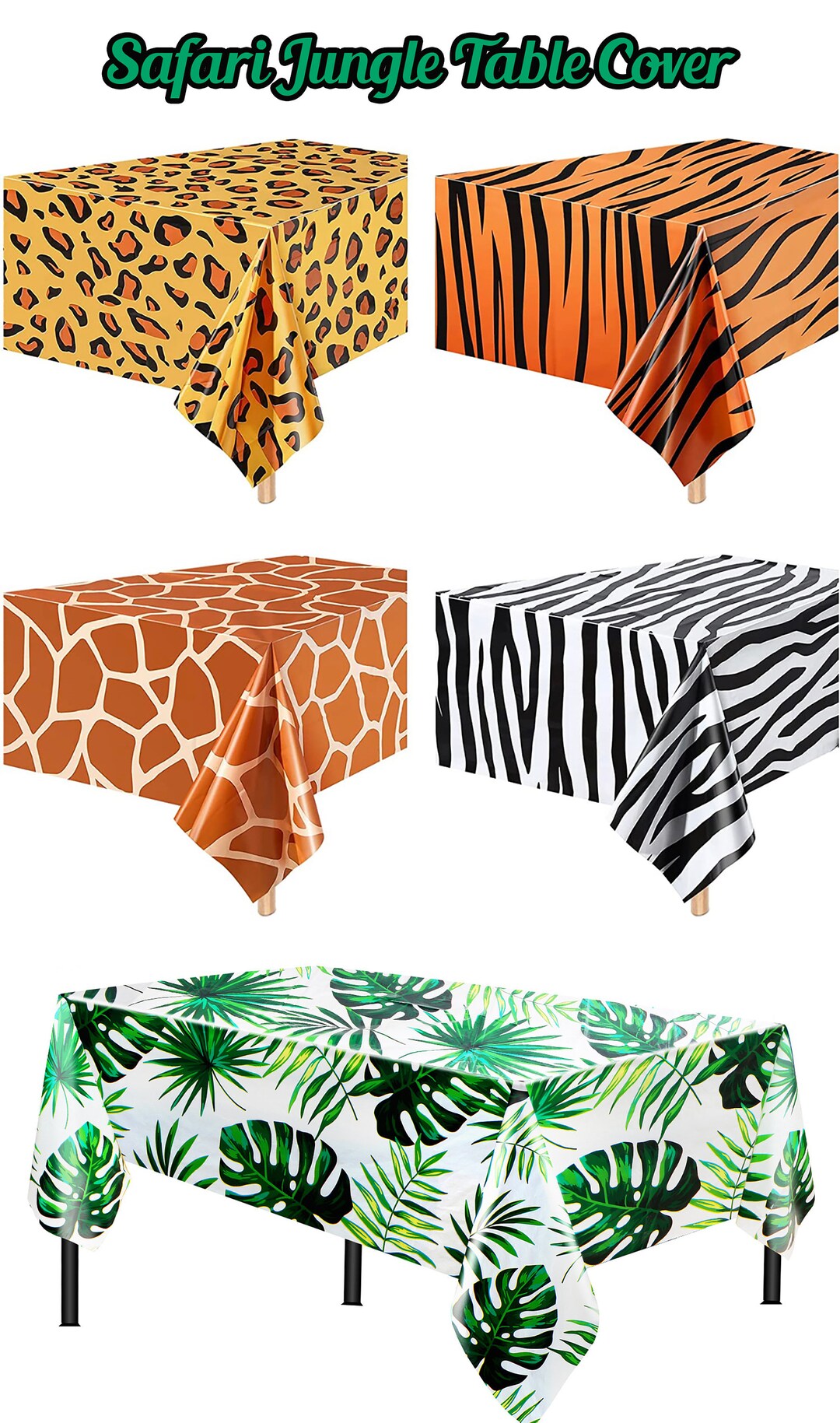Animal Safari Theme Table Cover, Zoo Print Table Cover, Jungle Theme ...