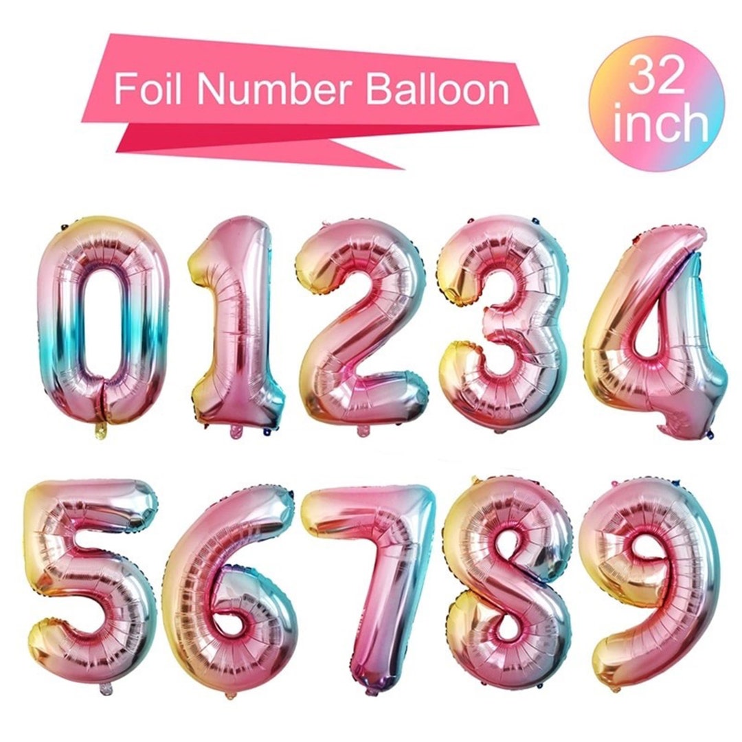Rainbow 32" Number Balloons - Number Balloons, Giant Number Balloons ...