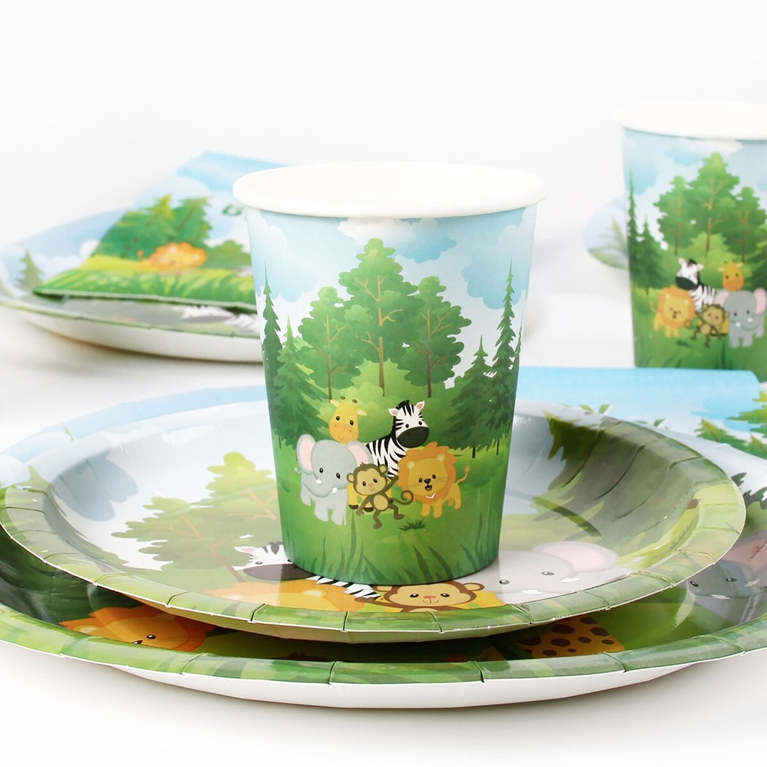 Jungle Animal Party Tableware Set Serves 8 Jungle Party - Etsy