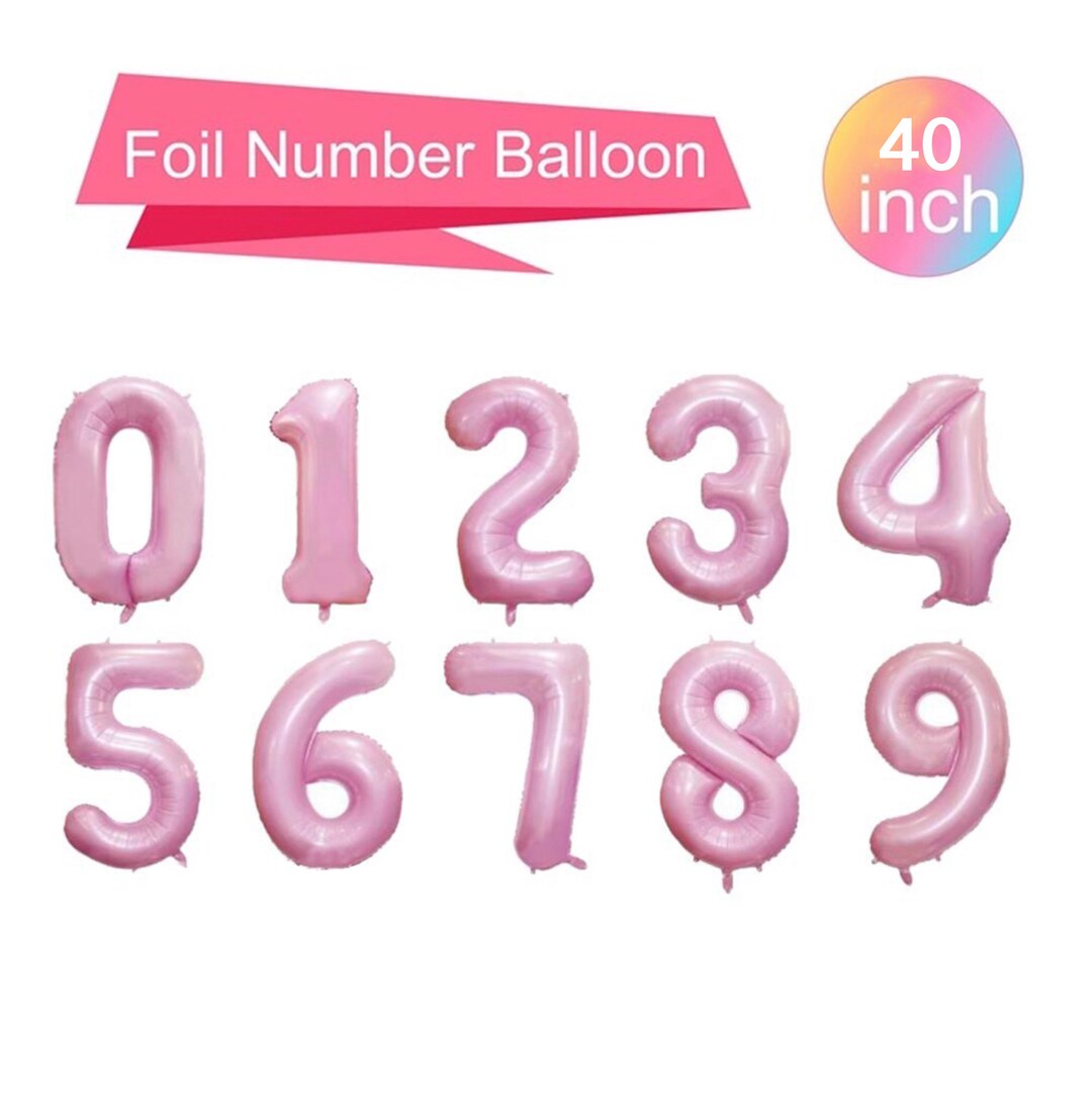 Baby Pink 40 Number Balloons Number Balloons, Giant Number Balloons ...