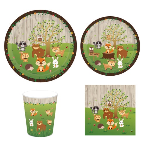 Woodland Forest Animal Birthday Party Supplies Woodland 1st - Etsy