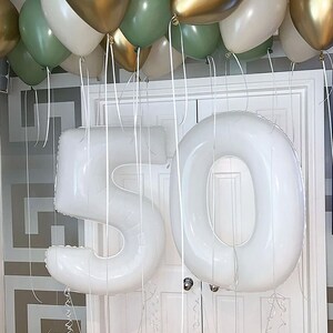 32 Inch Giant White Number Balloons, Number Balloons, White Birthday ...