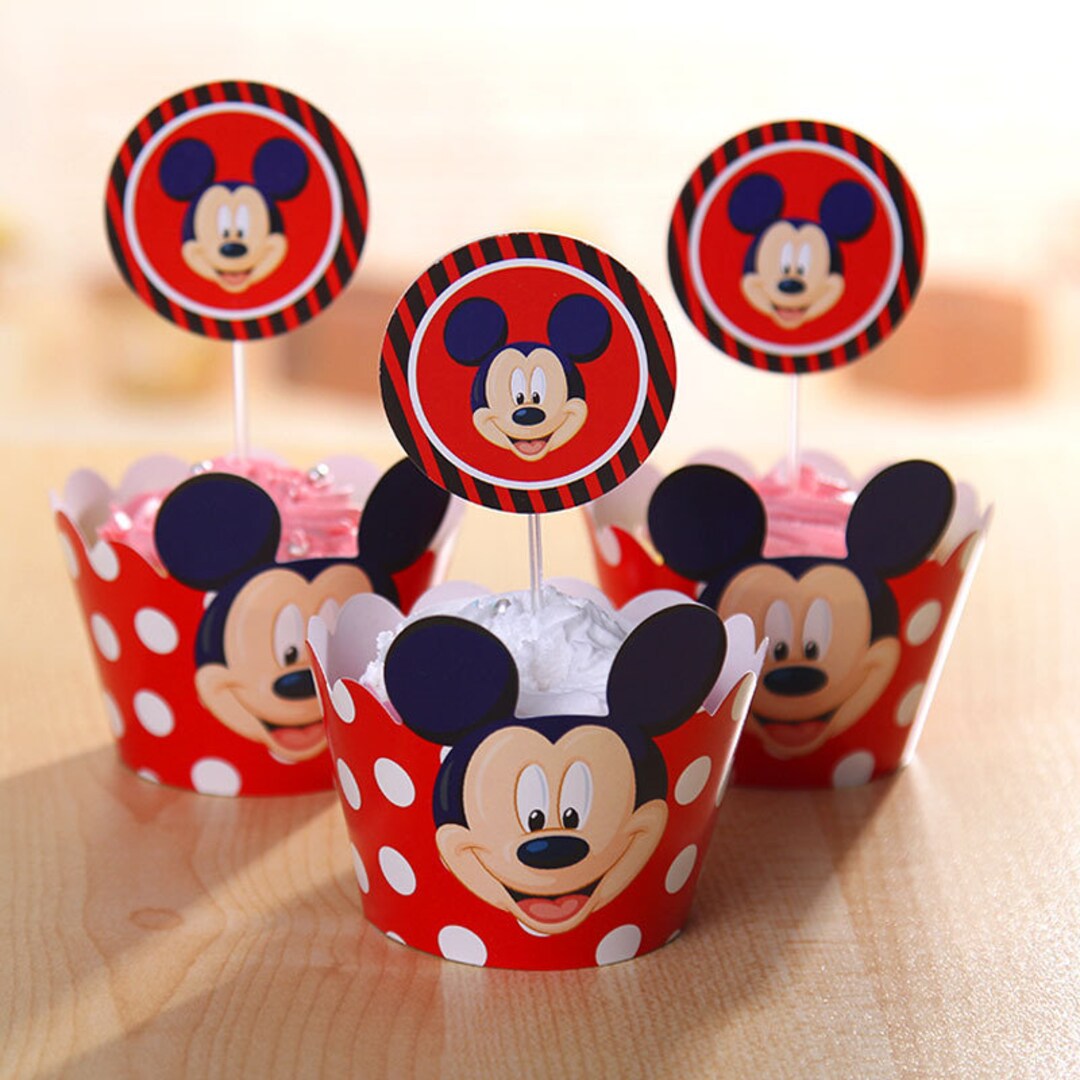 MICKEY Cupcake Toppers and Wrappers | Mickey Party Favors | Mickey ...