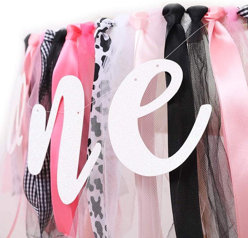 Cow Print High Chair Birthday Banner Pink Cow Banner for 1st - Etsy