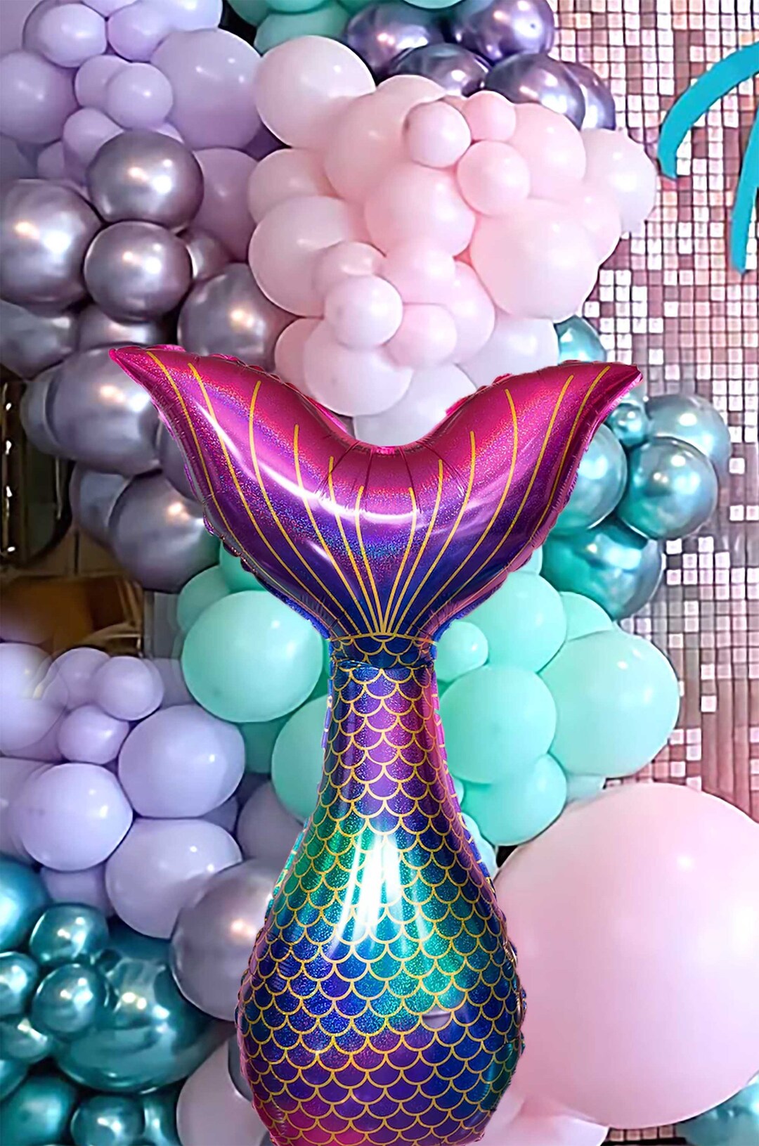 46 Mermaid Tail Holographic Balloon Mermaid Party - Etsy