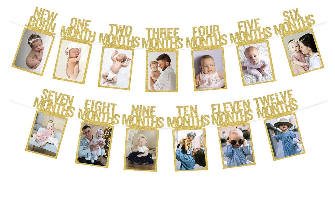 1st Birthday Photo Banner for Baby From Newborn to 12 Months, Monthly ...