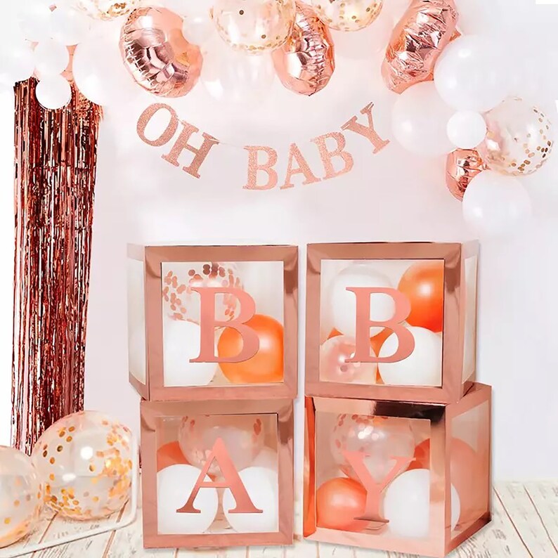 Rose Gold Baby Box Name Box Baby Shower Balloon Letter Box | Etsy