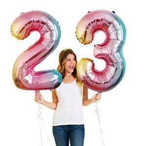 Rainbow 32" Number Balloons - Number Balloons, Giant Number Balloons ...