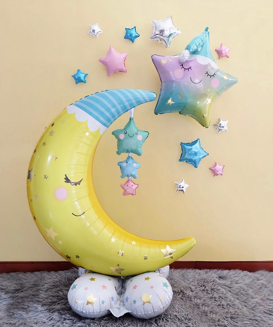55" Moon & Stars Foil Balloon, Moon Baby Shower, Moon Balloon, Twinkle ...