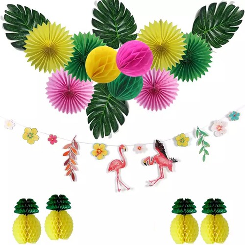Pineapple Flamingo Party Banner Tropical Luau Birthday Party | Etsy