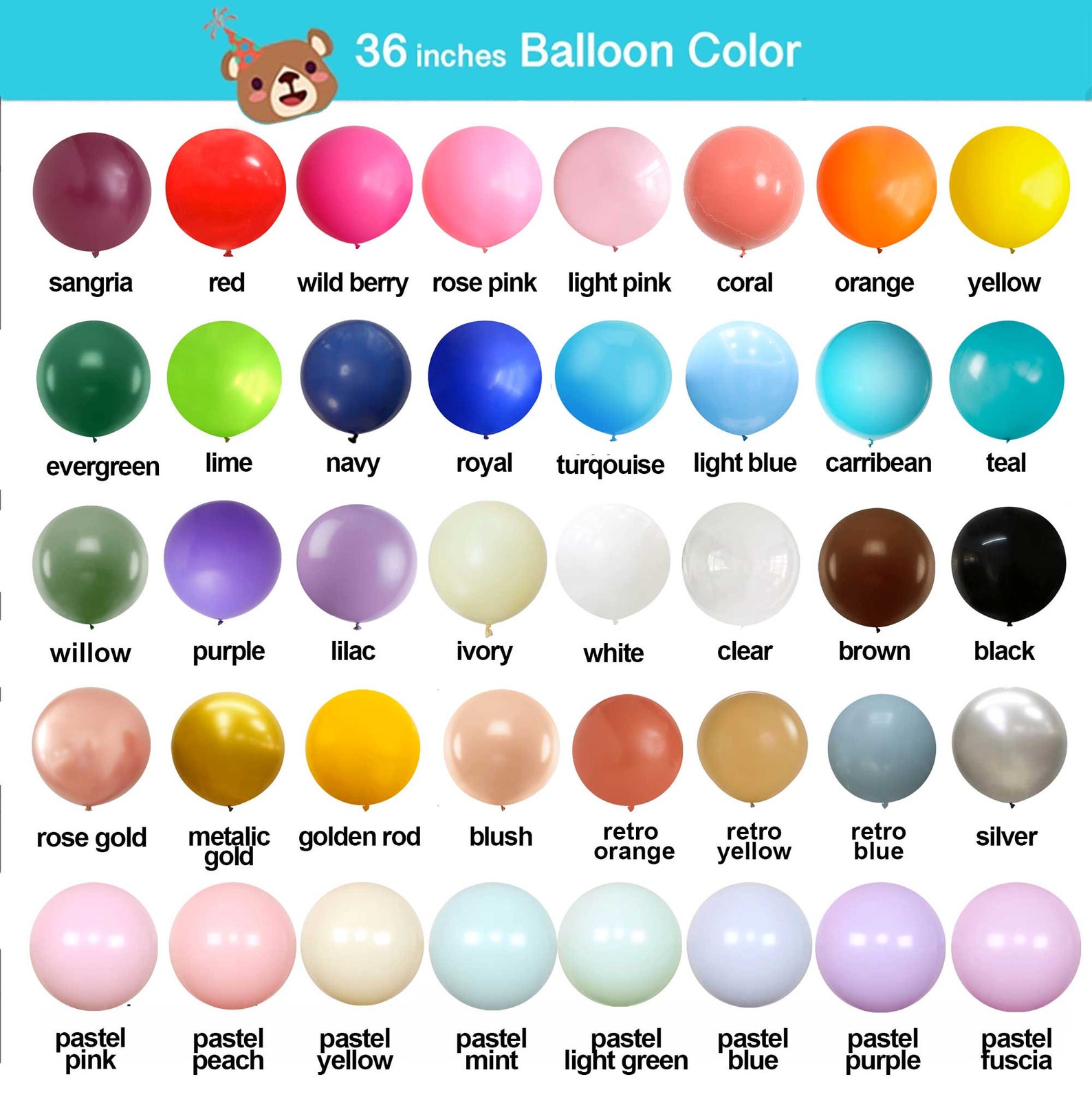 Giant Round Balloon 36 Inch Round Latex Balloon 3 Foot Balloon, Balloon ...