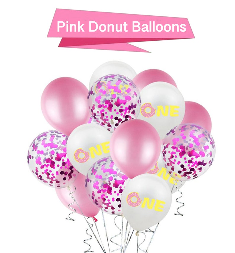 Pink Donut Party Balloons Donut Party Decorations One Year - Etsy