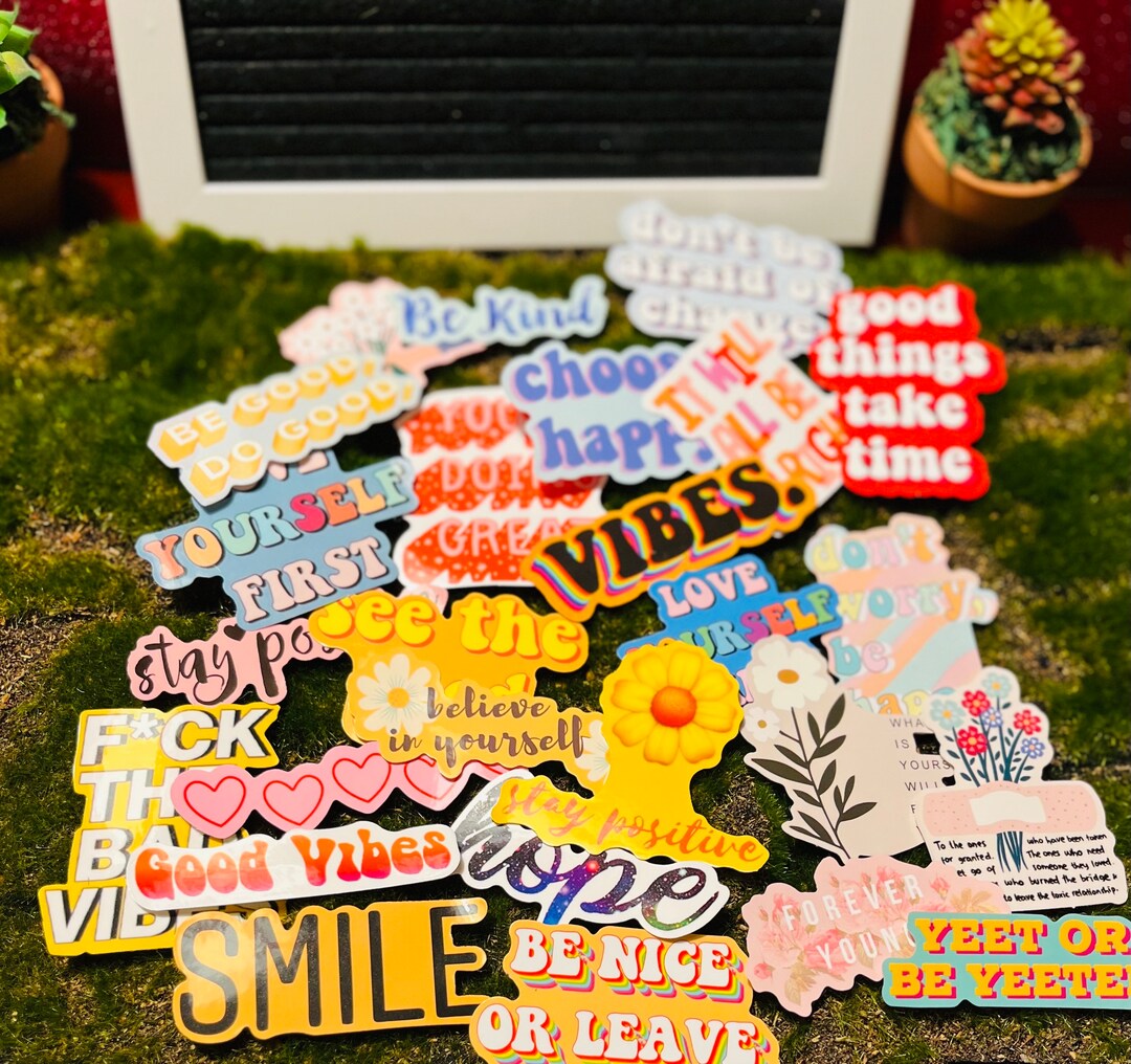Positivity Sticker Set Good Vibes Vinyl Inspirational Stickers - Etsy