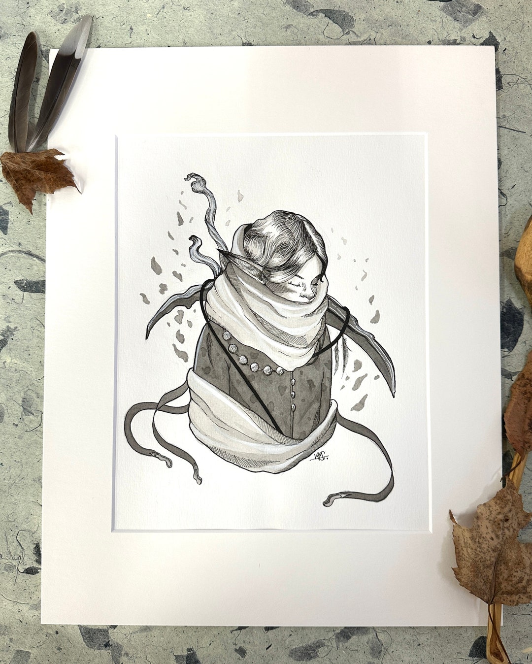 Fantasy Elf | Ink Wash Painting | India Ink - Etsy