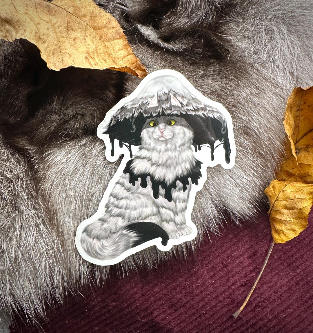 Mushroom Cat Sticker | Inky Cap | Decal | Laptop Sticker - Etsy