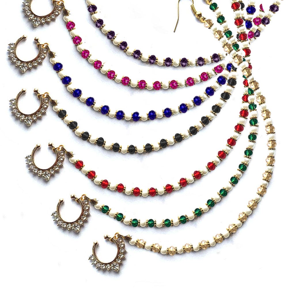 Bridal Nose Ring Gold Nose Chain Indian Naath Nathni Etsy