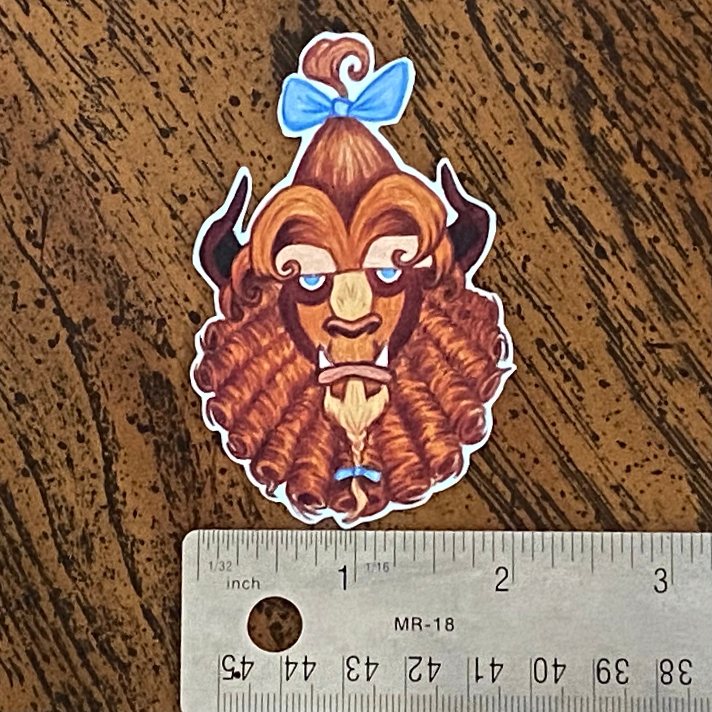 Beauty & the Beast Vinyl Sticker curly Beast - Etsy UK
